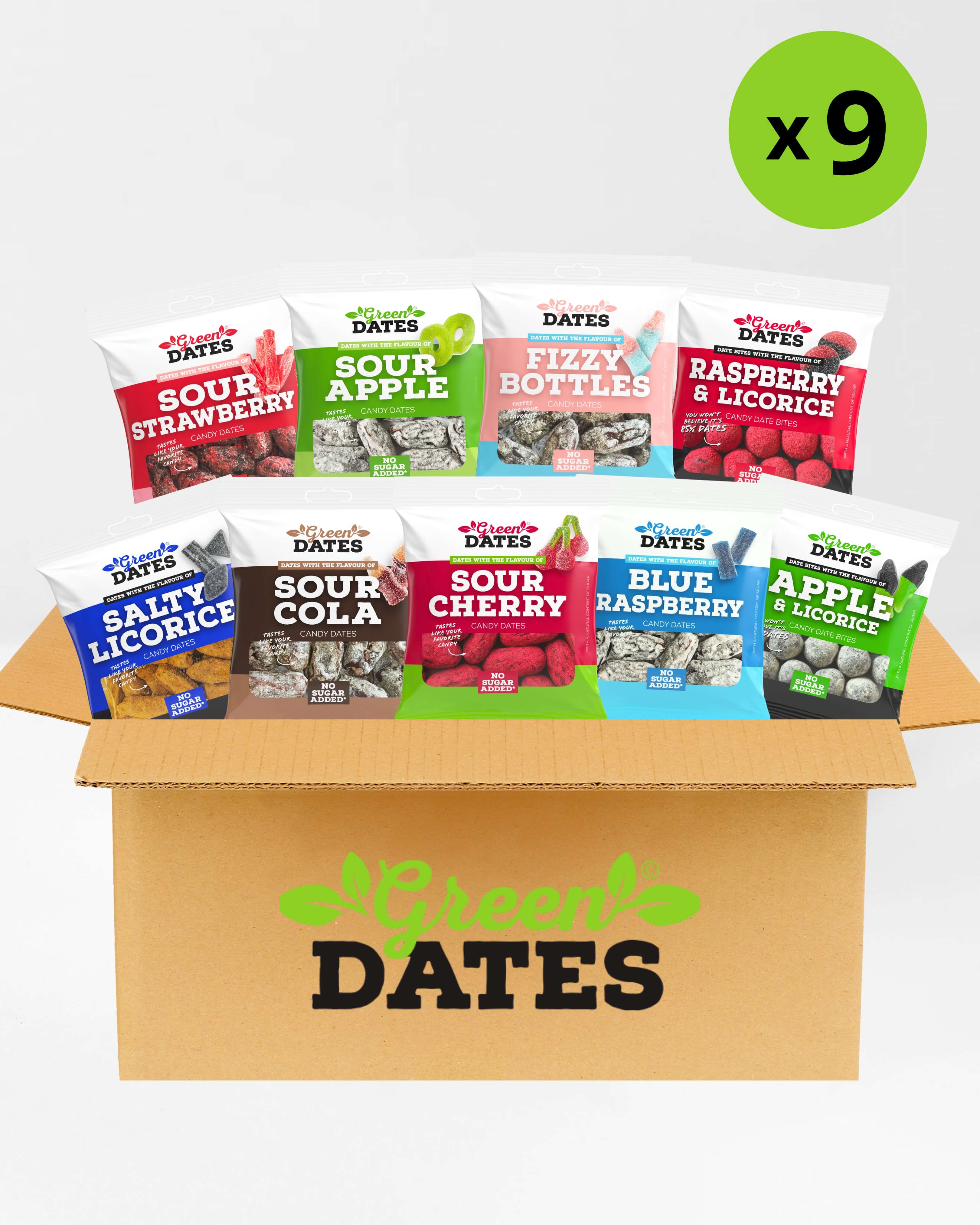 Candy Snackbox 9 poser - shop alle dadler med slik smag her – Green Dates
