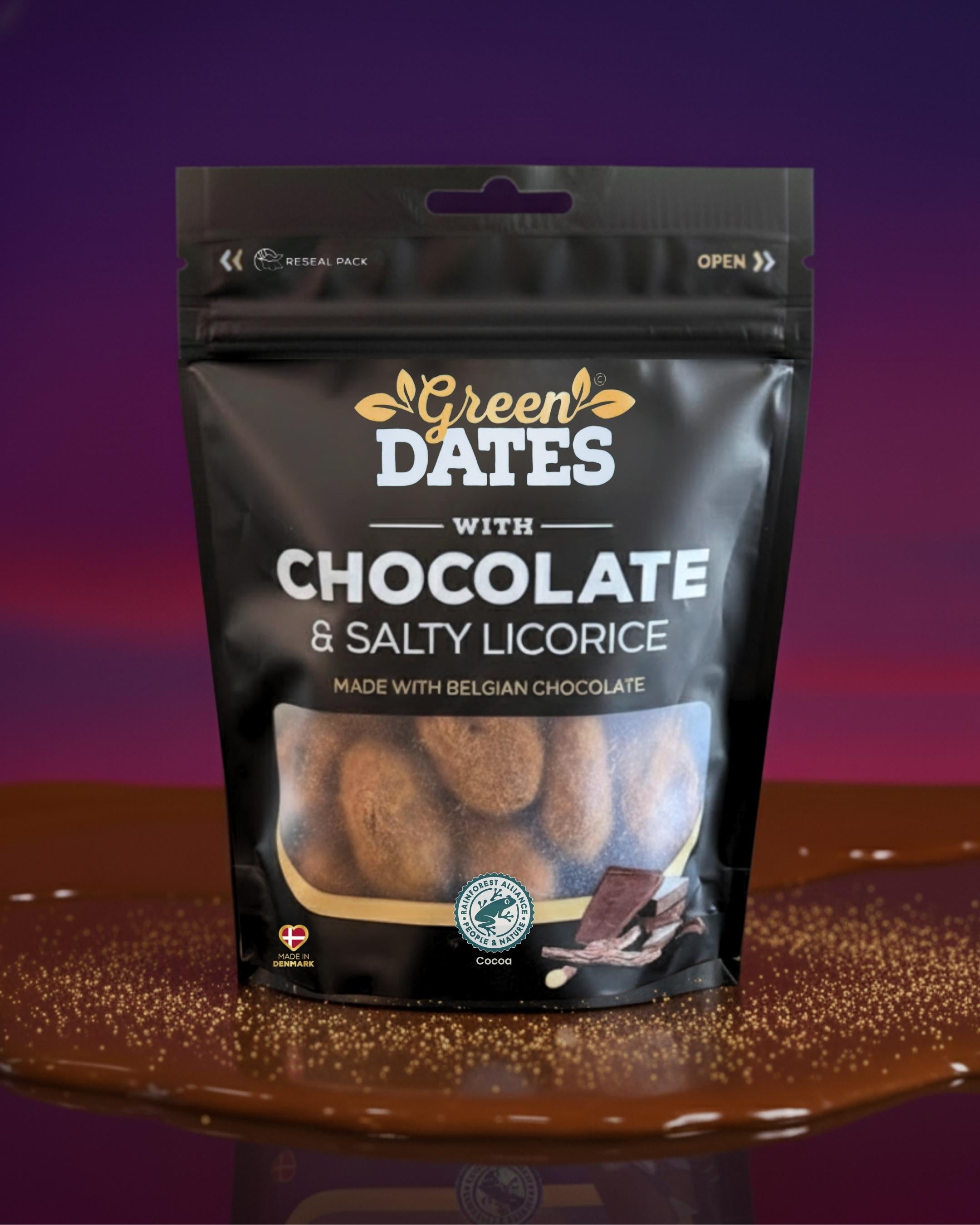 Dadler med belgisk mælkechokolade & salt lakrids - Greendates.dk ...